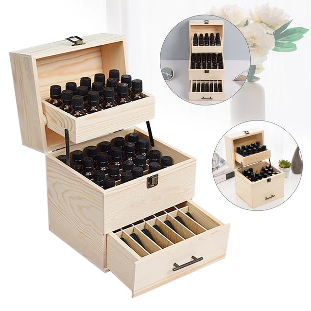 3 TIERS ESSENTIAL Oil Storage Box, Wooden Display Case Wood Container ...