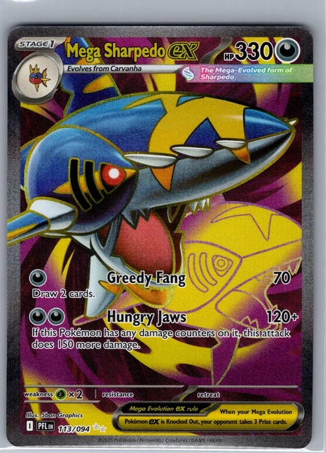MEGA SHARPEDO EX - 113/094 ME02: Phantasmal Flames - Pokemon Card - NM ...
