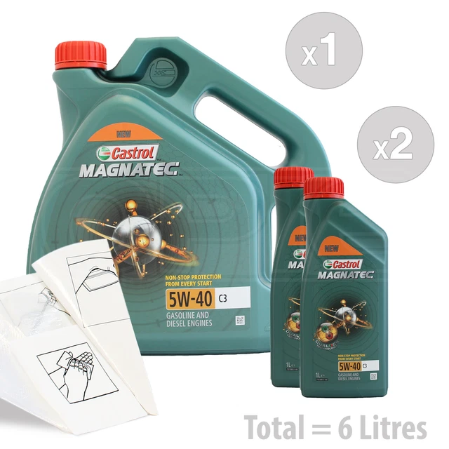 CAR ENGINE OIL Service Kit / Pack 6 LITRES Castrol Magnatec 5W-40 C3 6L ...