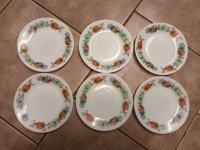 6 X VINTAGE Retro JAJ Pyrex Carnaby Tempo 6 x side plates 6.5 inch ...