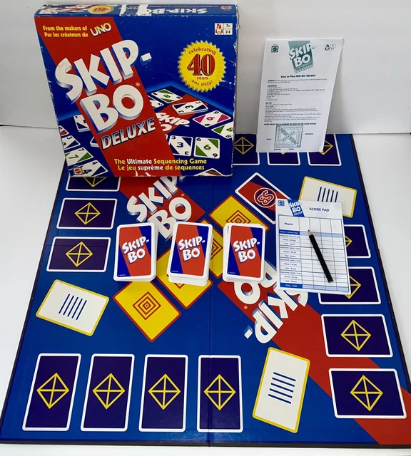 SKIP-BO DELUXE ULTIMATE Sequencing Game Complete Cards Board Score Pad ...
