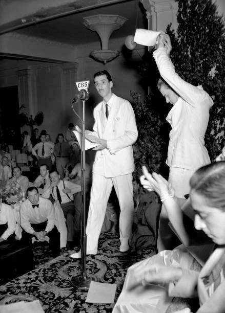 NEWS REPORTER ROBERT Trout is photographed as Radio presents a s 1940s ...