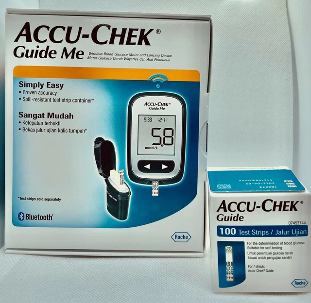 ACCU-CHEK GUIDE ME + Blood Glucose Monitor with 100 Strips Special $79. ...