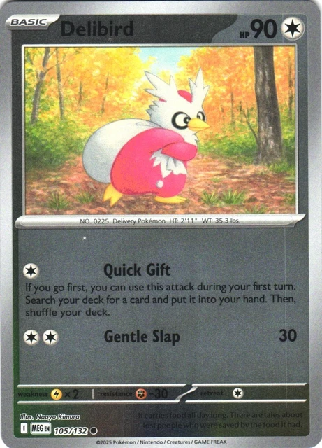 DELIBIRD - REVERSE Holo 105/132 ME01: Mega Evolution Common NM £1.82 ...