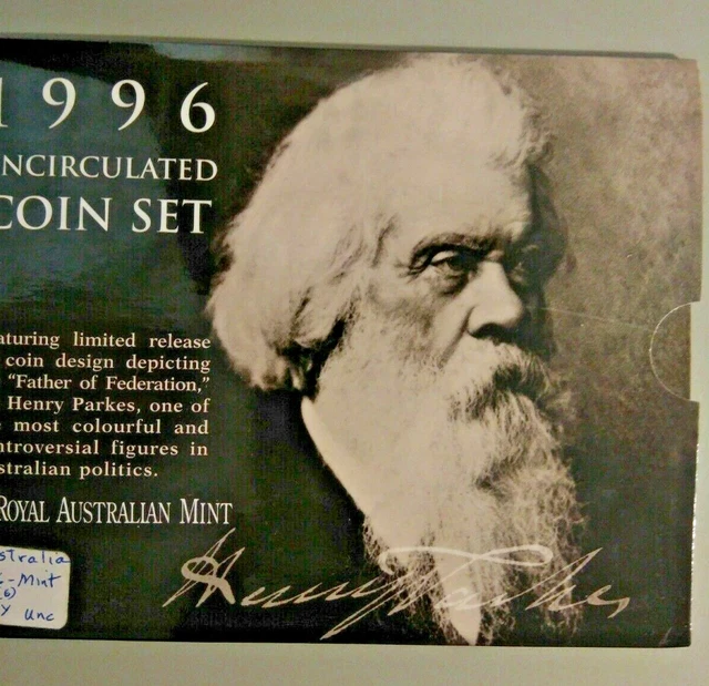 1996 AUSTRALIAN UNCIRCULATED COIN MINT SET. SIR HENRY PARKES RAM EUR 56 ...