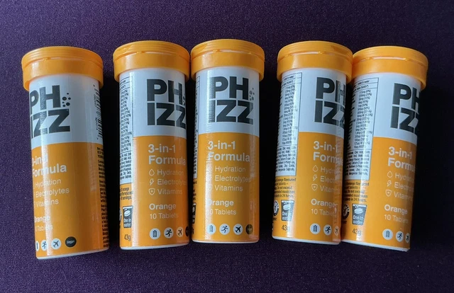 PHIZZ ORANGE 3-IN-1 HYDRATION & VITAMINS EFFERVESCENT TABLETS 5 x 10 ...
