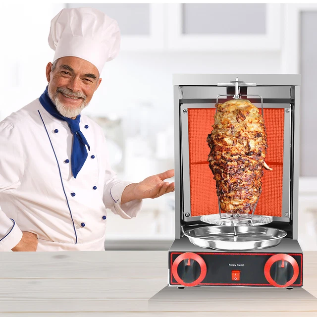DONER KEBAB MACHINE Shawarma Grill Rotating Oven Spinning Gas 2 Burner ...