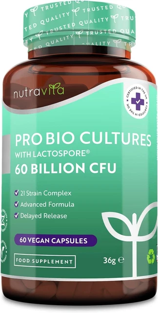 PRO BIO CULTURES Complex 60 Billion CFU w/ Lactospore - Digestive ...