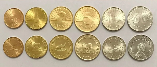 MACEDONIA COMPLETE COIN SET 50 Deni +1+2+5+10+50 Denari 1993-2018 UNC ...