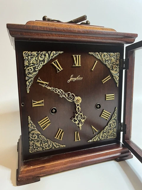 STUNNING MAHOGANY JUNGHANS Westminster Chiming Mantel Clock With Key ...