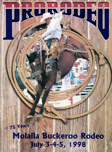 1998 MOLALLA BUCKEROO Rodeo "Prorodeo" Official Program, Color ...