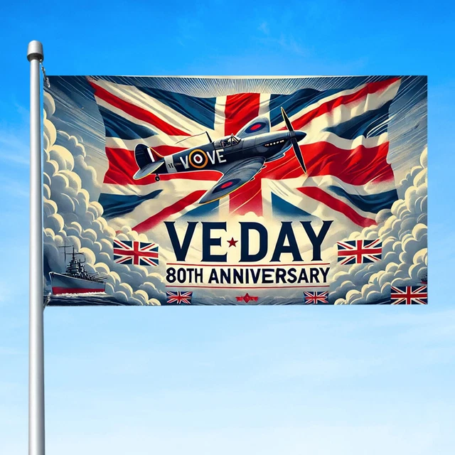 2025 VE DAY 80th Anniversary Flag VE Day Flag 150x90cm for Home Garden ...