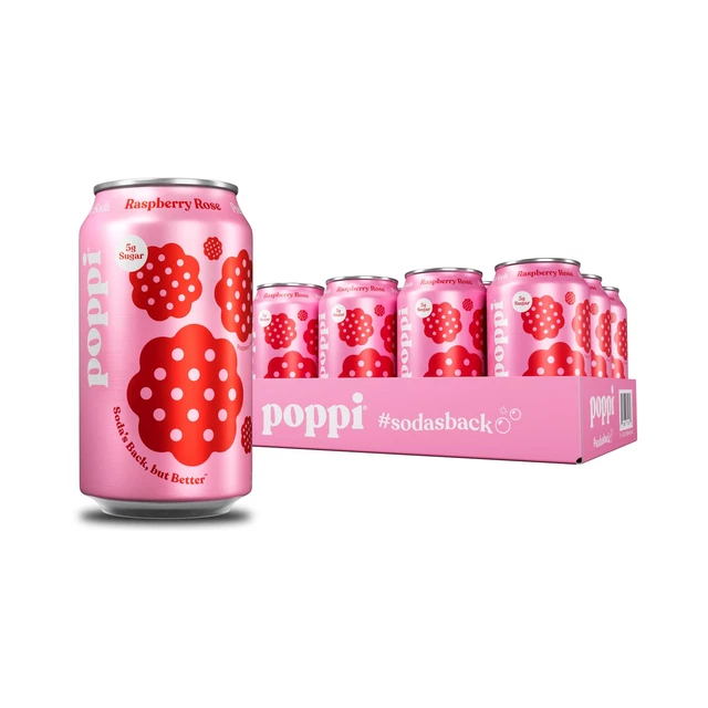 POPPI SPARKLING PREBIOTIC Soda Beverage with Apple Cider Vinegar ...