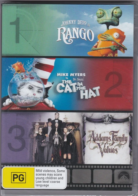 RANGO/THE CAT IN The Hat/Addams Family Values - DVD (Brand New Sealed ...