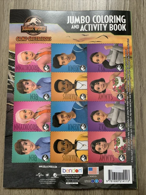 2021 JURASSIC WORLD Coloring & Activity Book Camp Cretaceous Colouring ...