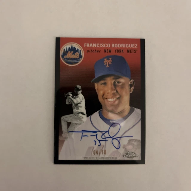 FRANCISCO RODRIGUEZ 2023 Topps chrome platine noir auto /10 SSP Mets ...
