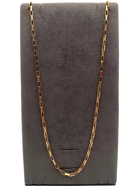 9CT YELLOW GOLD Rectangular Box Link Chain Necklace Hallmarked 375 45cm ...