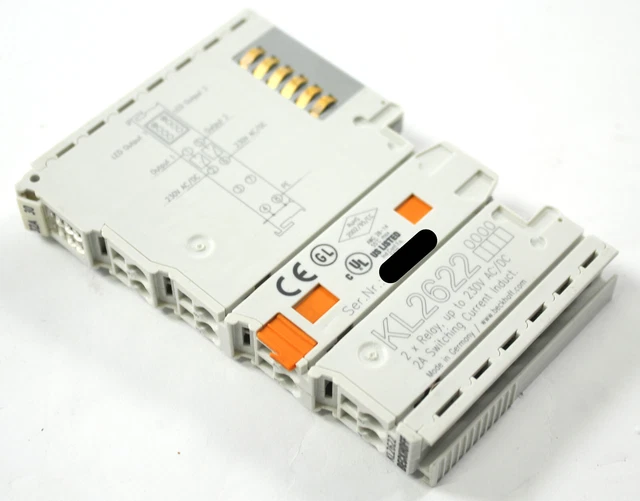BECKHOFF KL2622 2X Relay, up to 230V AC/DC 2A Switching Current Induct ...