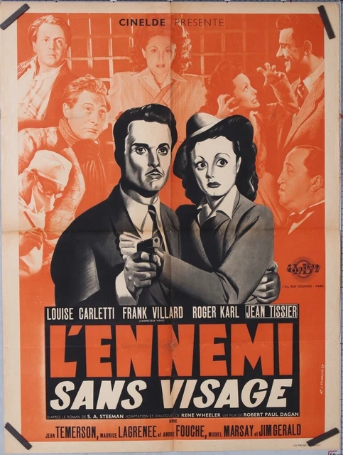 FOURASTIE AFFICHE ANCIENNE L'ennemi Sans Visage Louise Carletti Film 1946 EUR 350,00 - PicClick FR