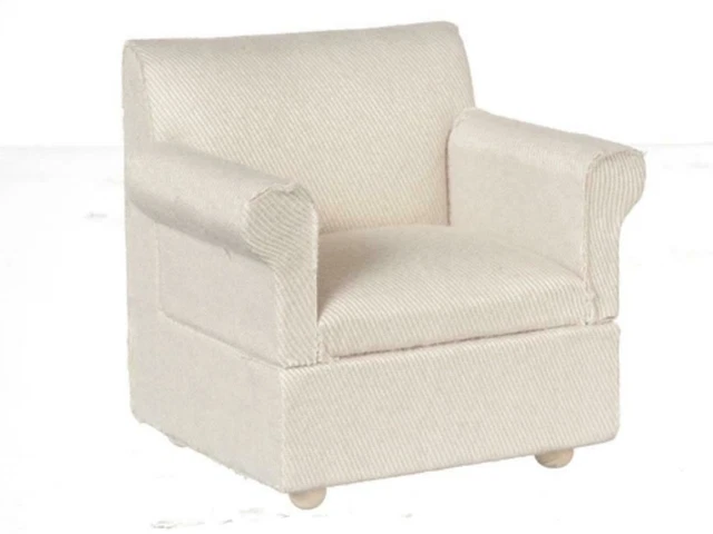 MAISON DE POUPÉES Jute Classique Moderne Fauteuil Miniature Meuble de Salon 1:12 EUR 19,69 ...