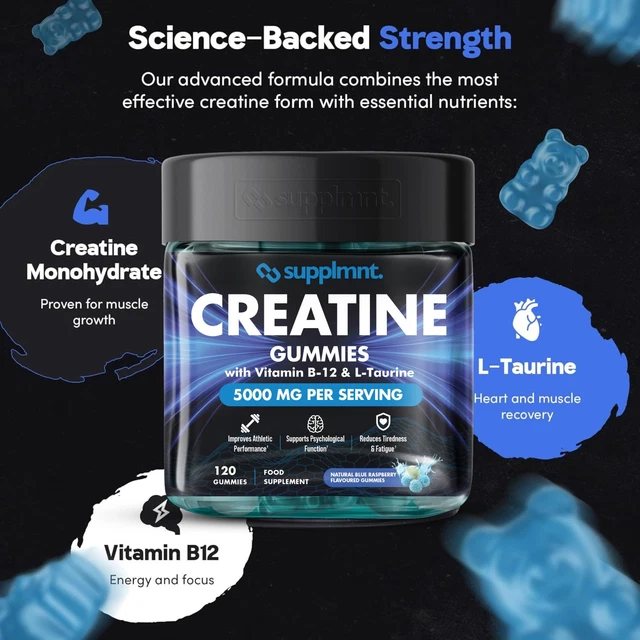 CREATINE GUMMIES 5000MG 120ct Max Strength Muscle Growth Recovery £18. ...
