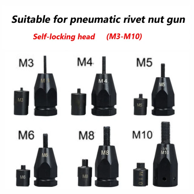 SELF-LOCK HEAD PNEUMATIC M3/4/5/6/8/10 Rivet Nut Gun Pull Setter Air ...