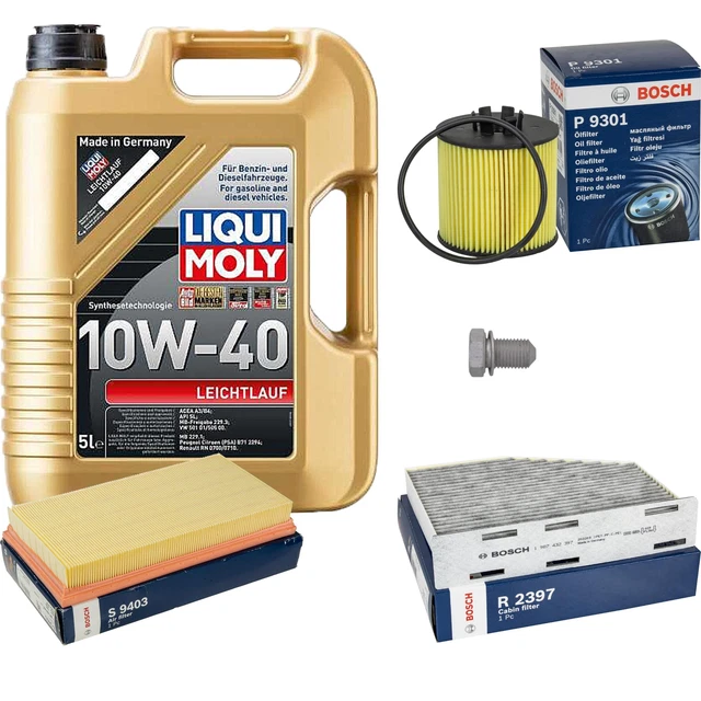 BOSCH INSPECTION SET 5L Liqui Moly Bon Fonctionnement 10W-40 pour VW De Touran EUR 104,52 ...