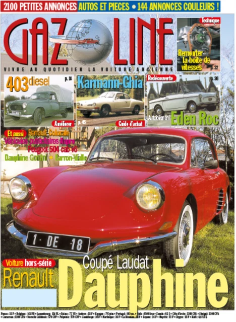 MAGAZINE AUTO GAZOLINE n°56 (Mars 2000) Renault Dauphine Coupé Laudat ...