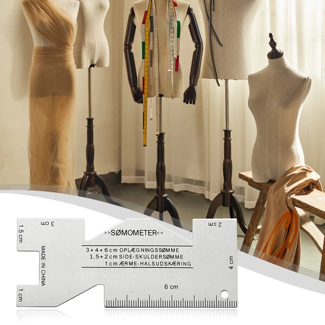 PRECISION SEAM MEASURE Gauge Metal Quilting Tailor Ruler Template ...