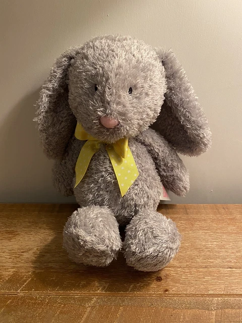 TESCO WITH LOVE Grey Rabbit Soft Toy Yellow Ribbon 13” Bunny Plush ...