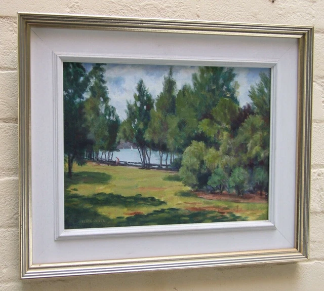BERYL OLIVER AUST. OIL PAINTING ON BOARD '' TREES WITH LAKE 'SIGNED ...