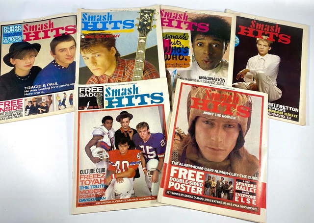 7 VINTAGE SMASH Hits Music Magazines Depeche Mode Duran Duran The Cure ...