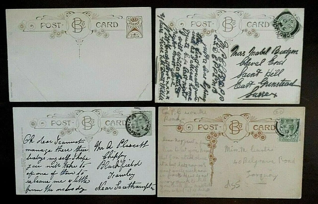 ANTIQUE, BAMFORTH, COMIC Posted Postcards x 3 & 1 Unposted, from Early ...