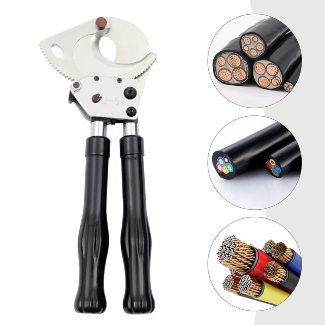 RATCHET CABLE CUTTER Aluminum & Armored Wire Cut Hand Tool Ratcheting ...