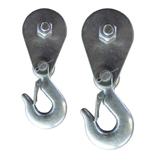 LIFTING PULLEY WINCH Hoist Block Hook Safety Clip Pulley for Rope Winch ...