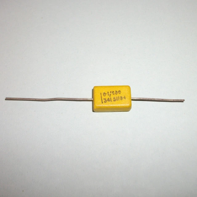 VINTAGE ELECTRONIC COMPONENT Yellow Philips Axial 0.1uF 10% Capacitor ...