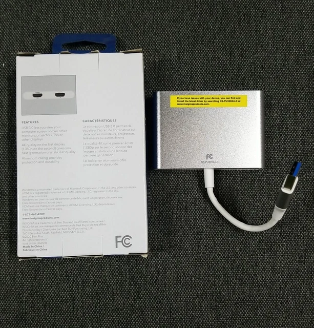 INSIGNIA USB 3.0 to Dual HDMI with 4K, 1080P HDMI Adapter NS-PU32H4A-C ...