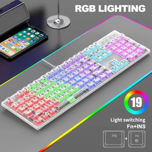 TRANSPARENT RGB L1000 Wired Mechanical Gaming Keyboard, Full Key Hot ...