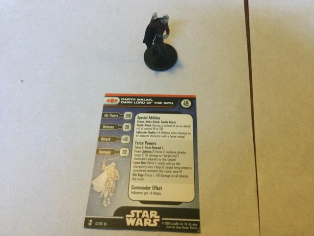 DARTH MALAK, DARK lord of the Sith Star Wars Mini with Stat Card no ...