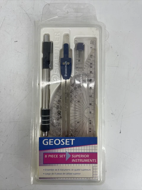 NEU GEOSET STAEDTLER Geometrie Set 8-teilig hochwertige Instrumente ...