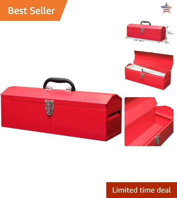 19& HIP ROOF Style Tool Box with Removable Storage Tray - Red, Heavy ...
