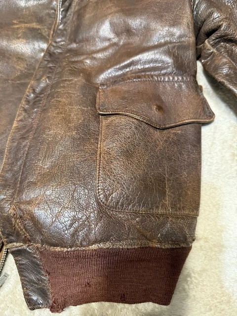 VINTAGE 40S USAAF WW2 A2 Leather Flight Bomber Jacket Mens 44 US ...