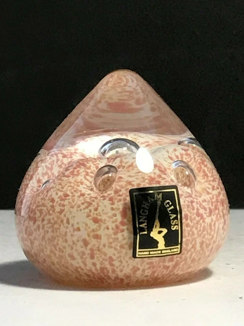 LANGHAM MOTTLED CREAM/PINK & Injection Bubbles Cone Shape Art Glass ...