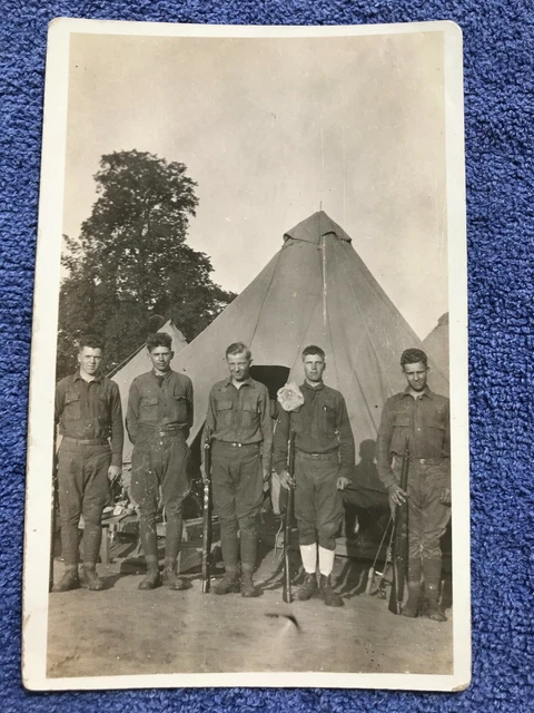 WWI TO 1920S US Army Soldiers with Rifles at Their Tent RPPC Real Photo ...