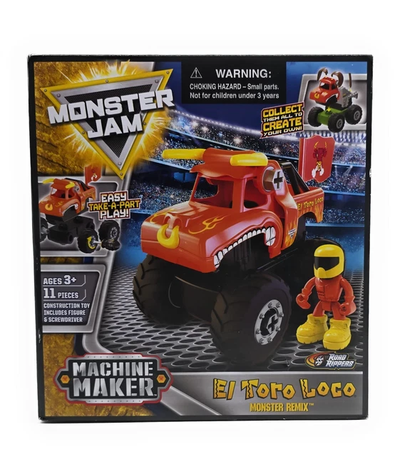 MONSTER JAM MACHINE Maker Remix Road Rippers El Toro Loco Construction ...