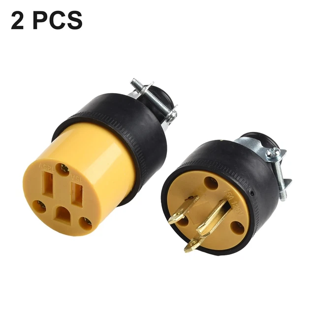 HEAVY DUTY MALE & Female Electrical Plug Ends 1 Set 3 Prong Extension ...