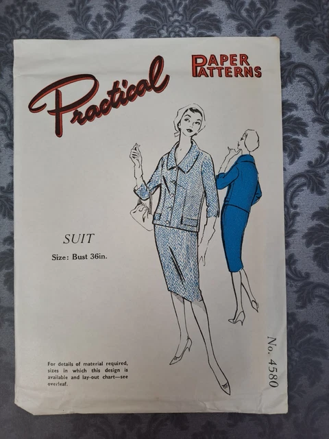1950'S PRACTICAL PAPER Sewing Pattern Vintage Unused Ladies Suit 36 ...