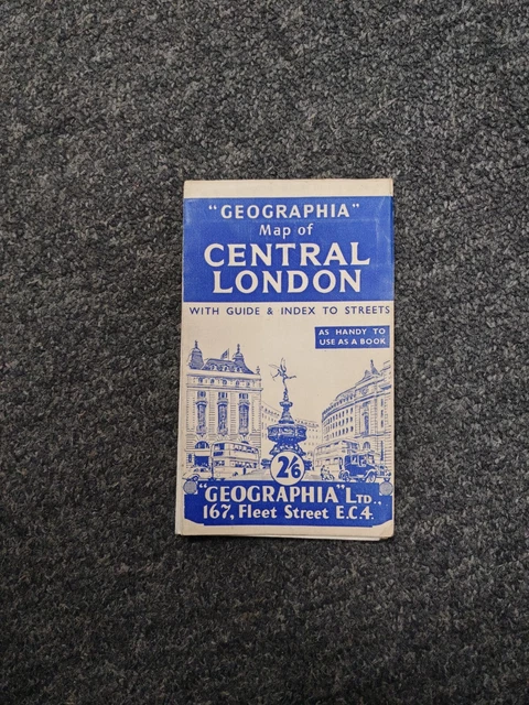 VINTAGE GEOGRAPHIA MAP of London 1 Inch to 1 Mile street map with ...