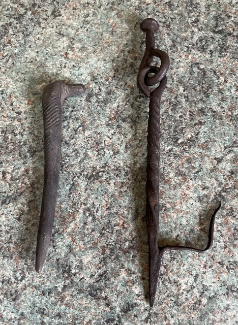 ANTIQUE POSSIBLE HANGING Hook For Meat Etc And Nail Or Spike With Some ...
