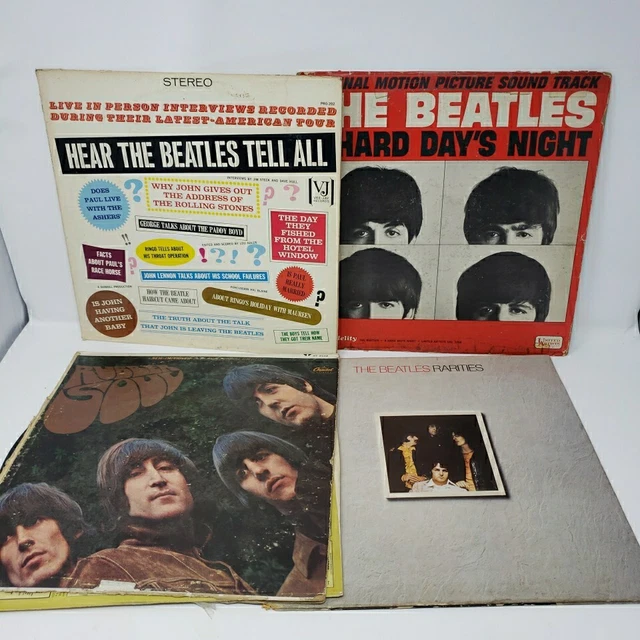 FOR DECOR: LOT Of 4 Beatles Vinyl Records Hard Days Night Tell All ...
